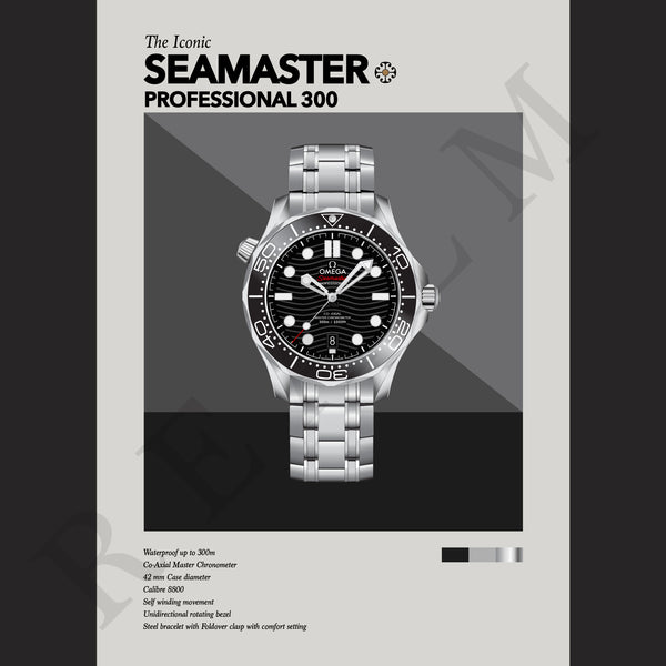 'The Iconic' Watch Print Series - Omega Seamaster Professional 300 - B ...
